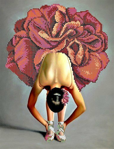 Картины бисером Ткань Балерина в красном SА-117