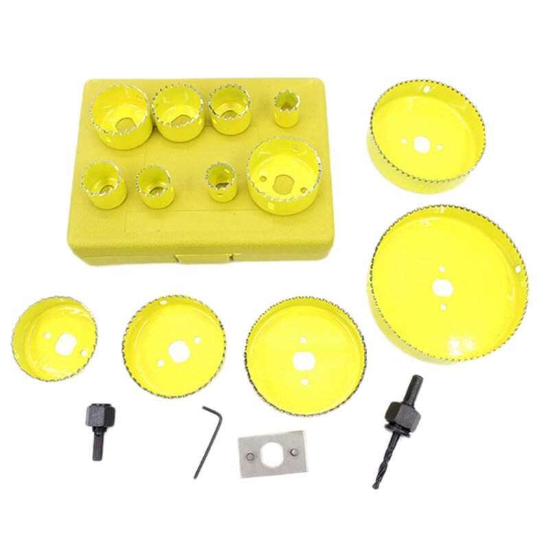 Набор из 17 кольцевых пил, сверл по дереву, режущих инструментов для кольцевой пилы - желтый, набор открывателей отверстий по дереву, гипс