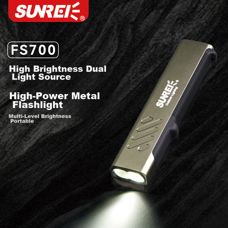 Sunrei High-Intensity Flashlight, Outdoor Multifunctional Portable, for Mountaineering, Emergency Rescue, Illumination, Work Light, Army Green