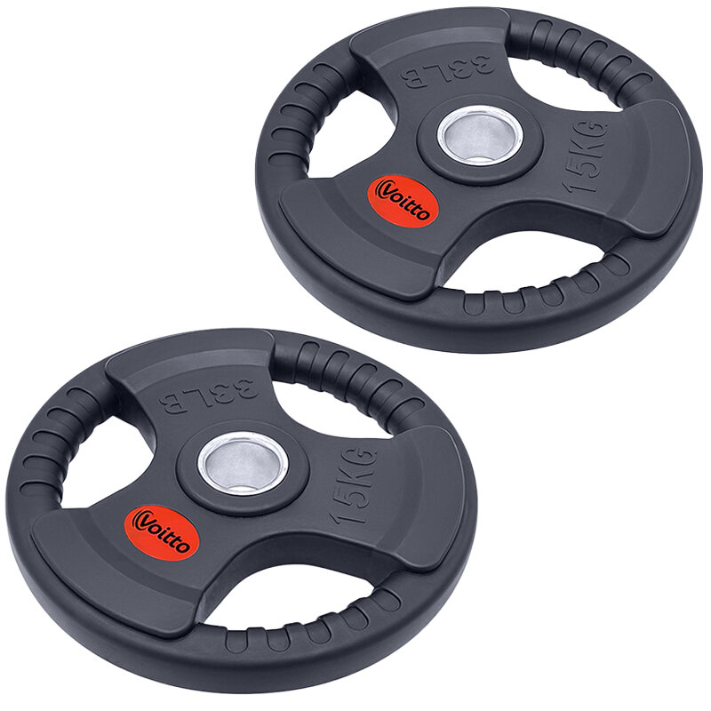 Набор дисков обрезиненных с 3-мя хватами Voitto V-302 15 кг (2 шт) - d51