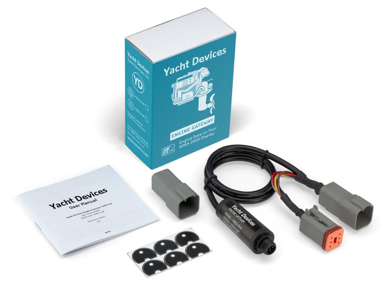 Шлюз NMEA 2000 Yacht Devices YDEG-04N, для двигателей, черный, 115х85 мм — фото 1