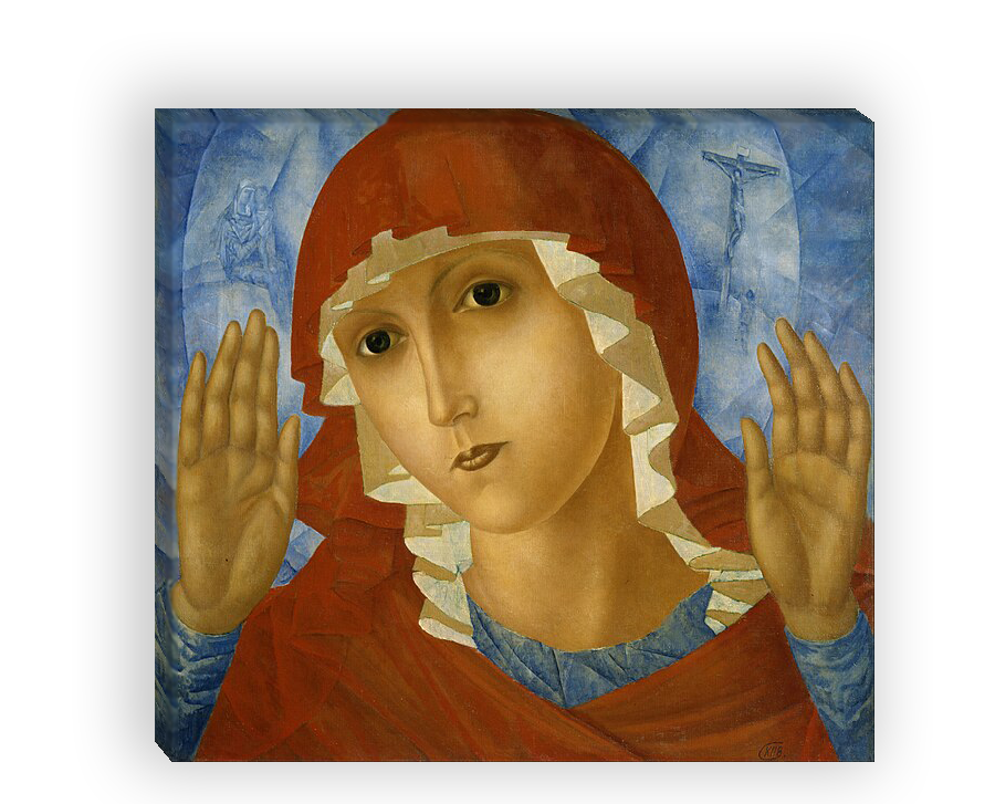 "Богоматерь Умиление злых сердец", Петров-Водкин К. С. картина для интерьера (репродукция) (30х27 см / на подрамнике)