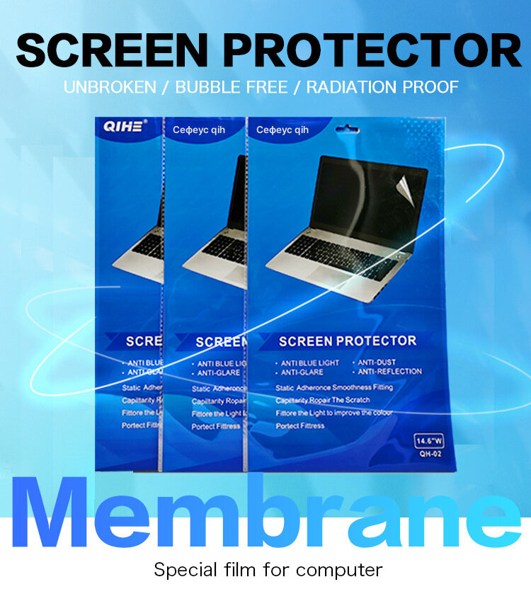 Экранная пленка 14,6-дюймовая абразивная антибликовая трехслойная ПЭТ-пленка из 15,6-дюймовой стали