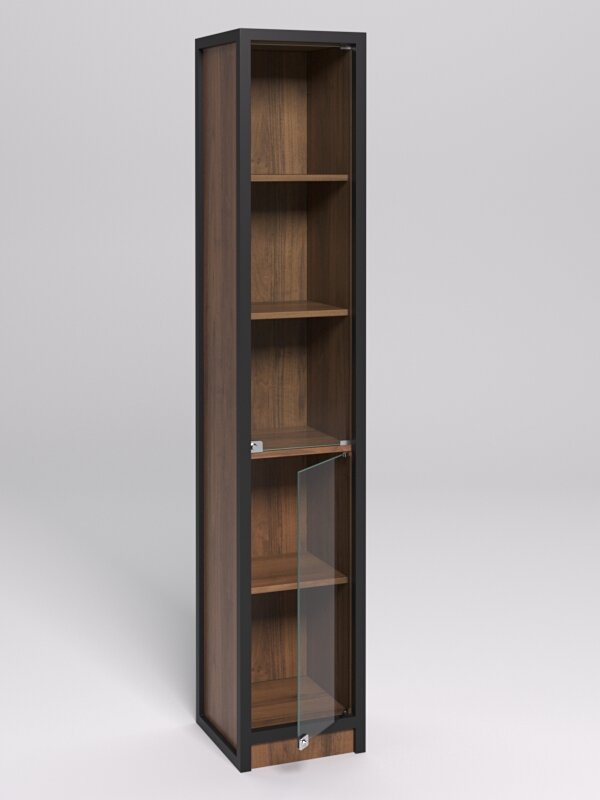 Шкаф-витрина офисная узкая ШВ-52 "стронг" в стиле лофт, Орех. Производитель товара - компания Westcom.