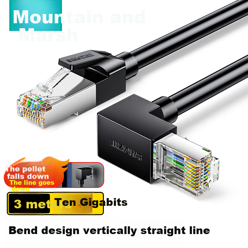 SAMZHE CAT6 Class Pure Copper Ten Gigabit Network Connection Cable Computer Router Engineering Monitoring Finished Jumper Black 3m WT6A030