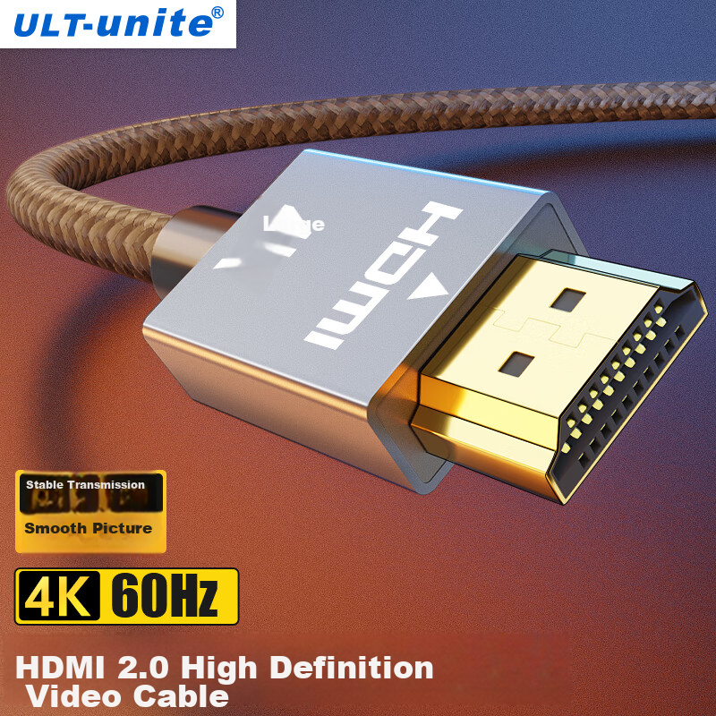 ULT-Unite HDMI Cable 2.0 Version, 4K60Hz 1080P144Hz High-Definition Video Cable, for Desktop And Laptop Computers, TVs, Monitors, Thin Flexible Braided Cable, 1 Meter