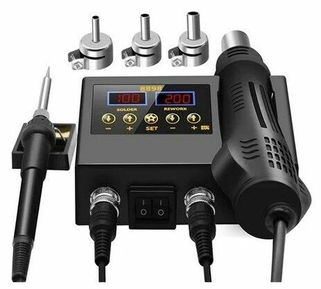 Цифровая Портативная Паяльная Станция Sumsour 8898 с паяльником, термофеном и двумя цифровыми дисплеями отображения температуры-JIANG