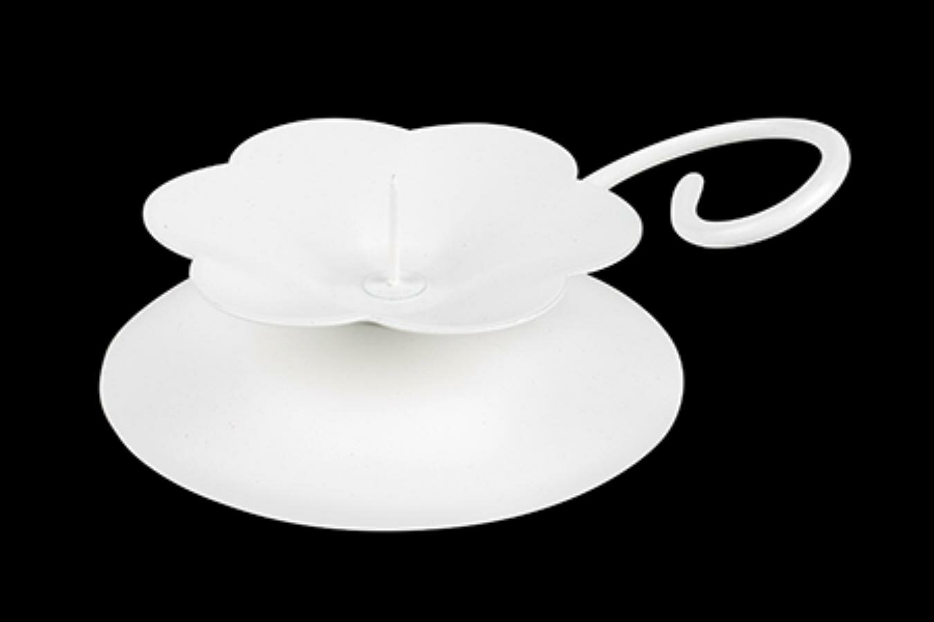 Подсвечник цветок белый (9x9x3 см.), 1 шт.