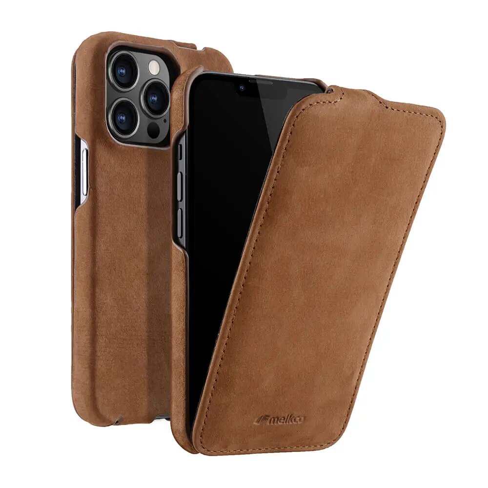 Melkco 8 цветов Подлинная воловья кожа флип-чехол для iPhone 13 iphone 11, Коричневый, matte brown