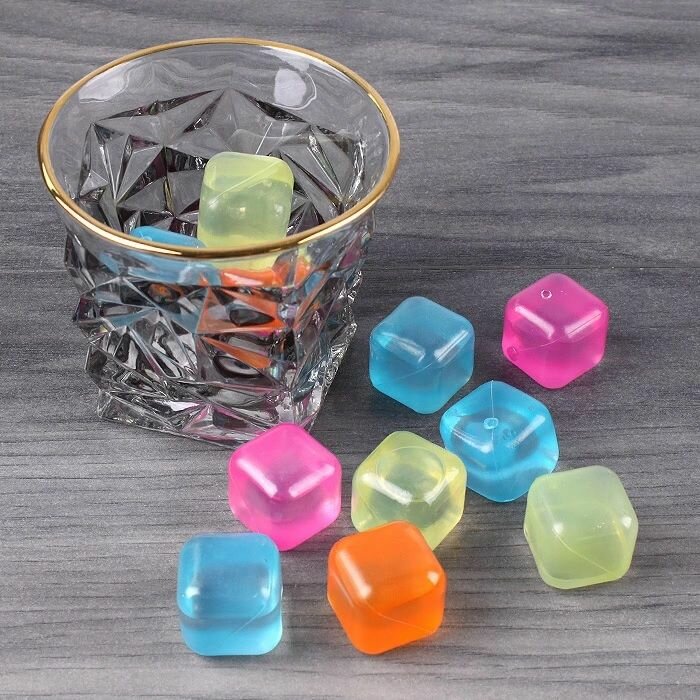 Кубики для охлаждения напитков 20 штук в наборе "Кубики" многоразовые, цветные