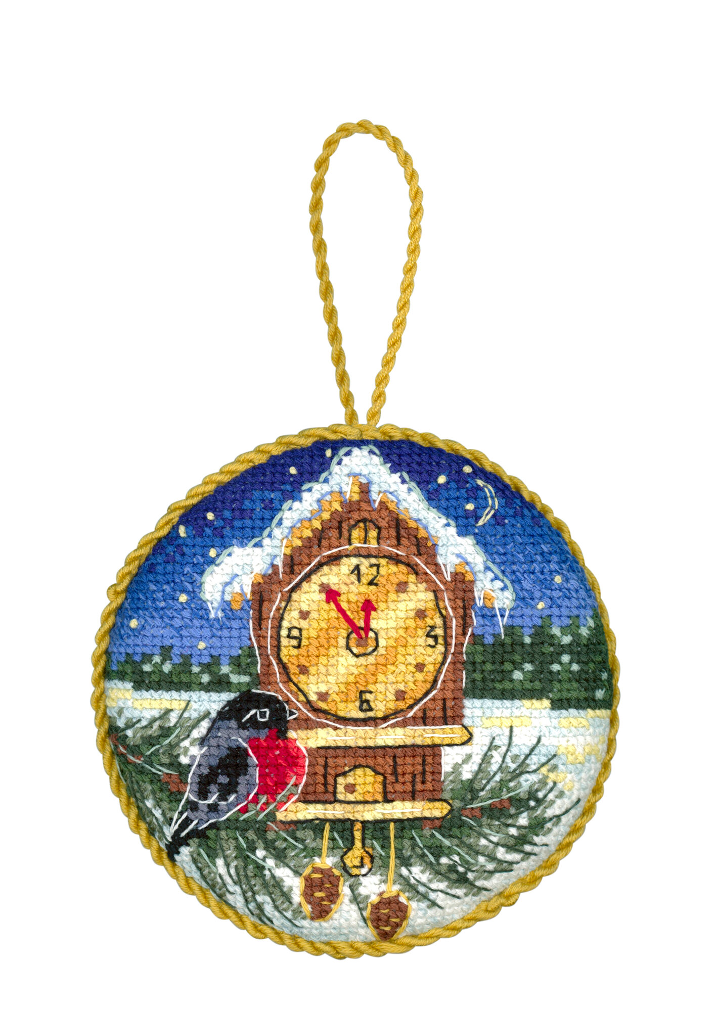 Вышивка Лесные часы. Пинкип 9x9 см.