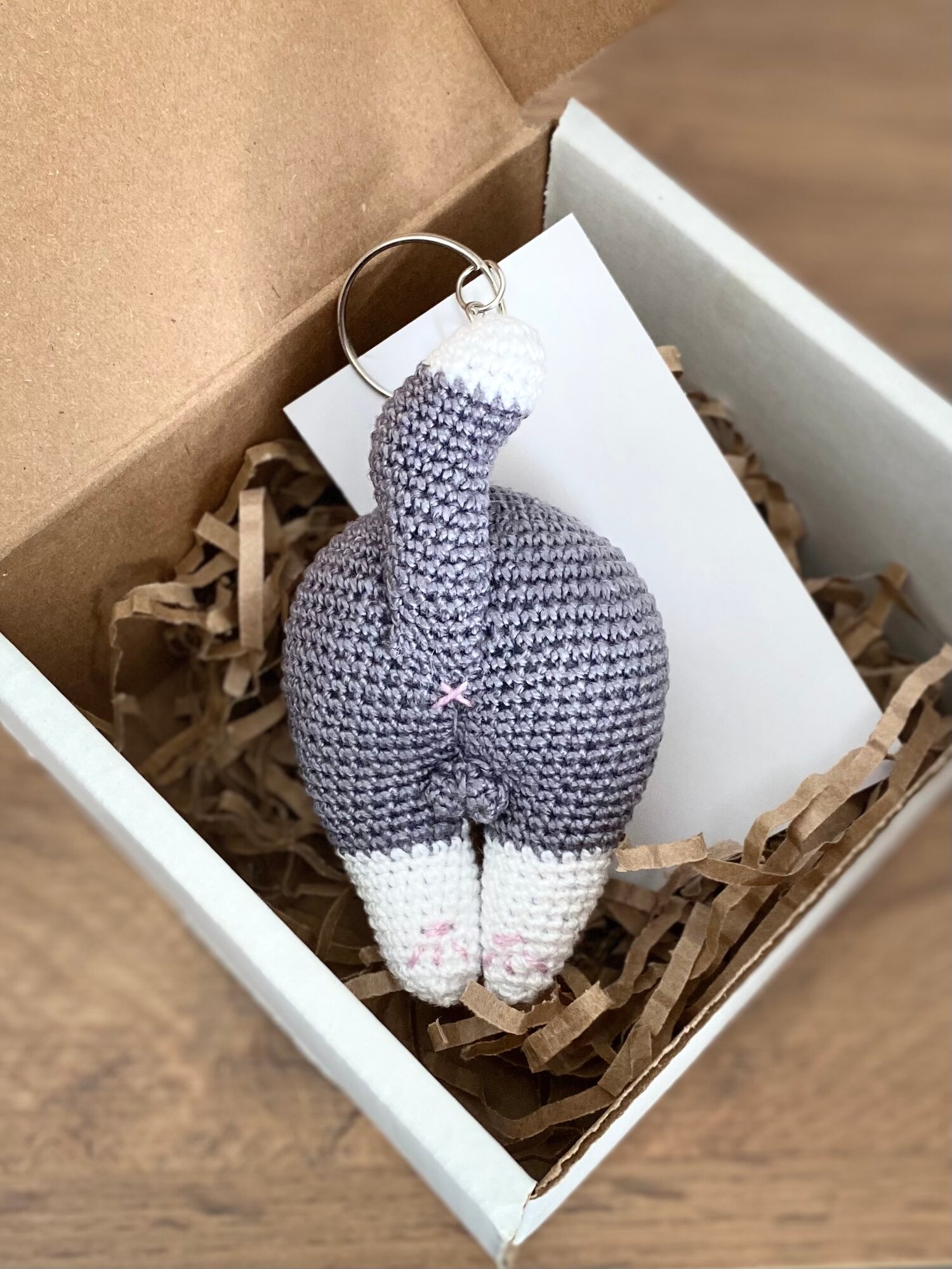 Обвес «Котик вид сзади», ручная работа, для ключей и сумки, 100 % хлопок, готовый подарок