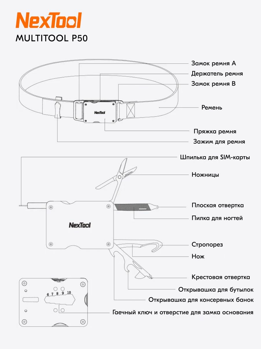 Ремень мультитул MultiTool P50 NE20350 — фото 1