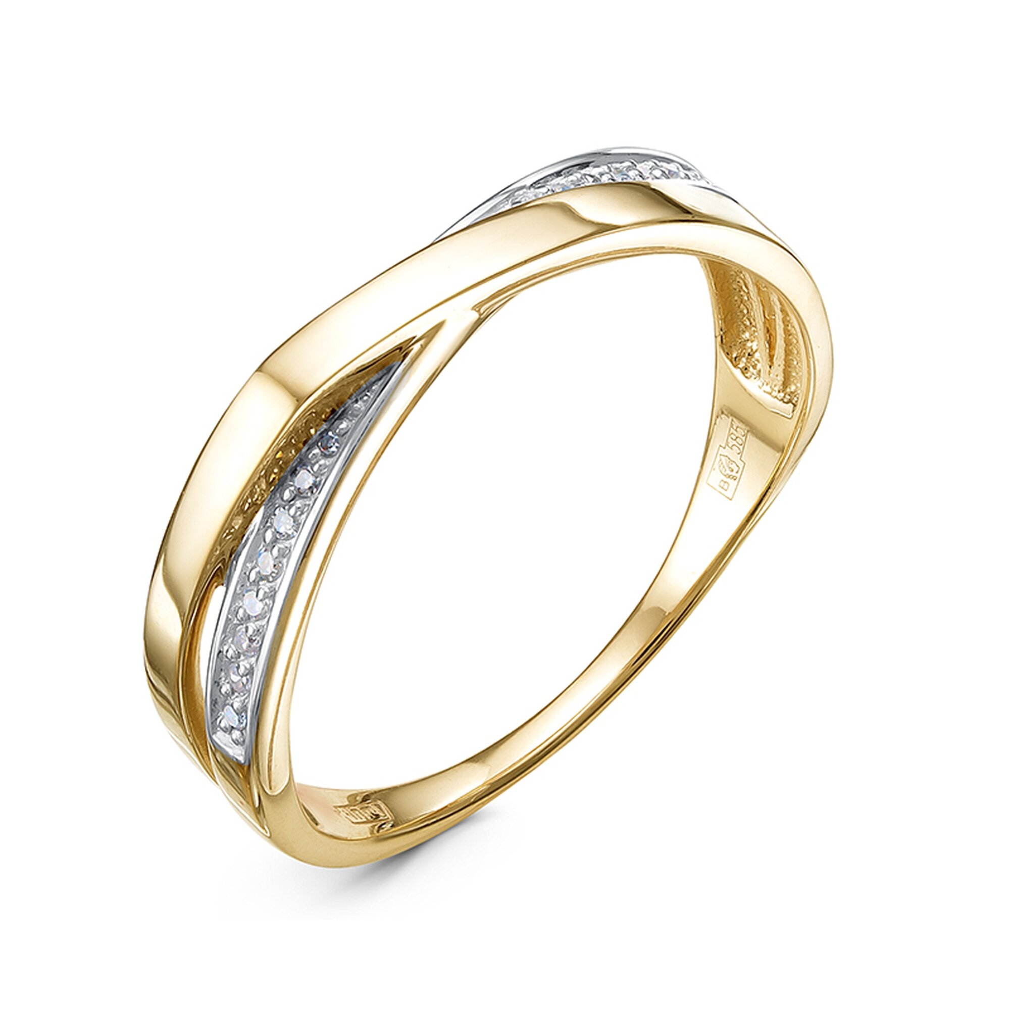 Кольцо дорожка, желтое золото, 585 проба, бриллиант