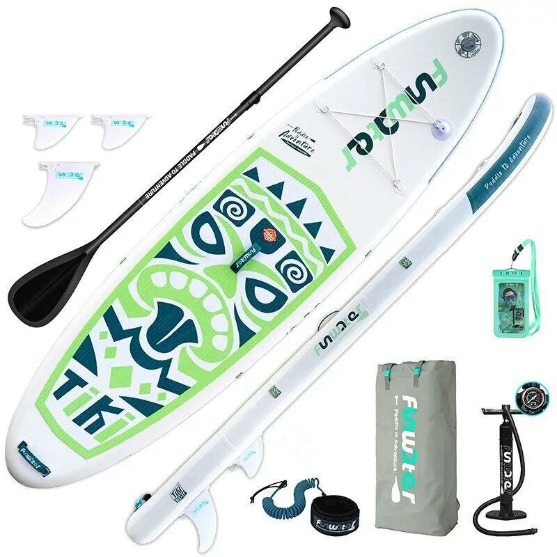Надувная доска для SUP-бординга FUNWATER White Tiki / 320 х 83 х 15 см