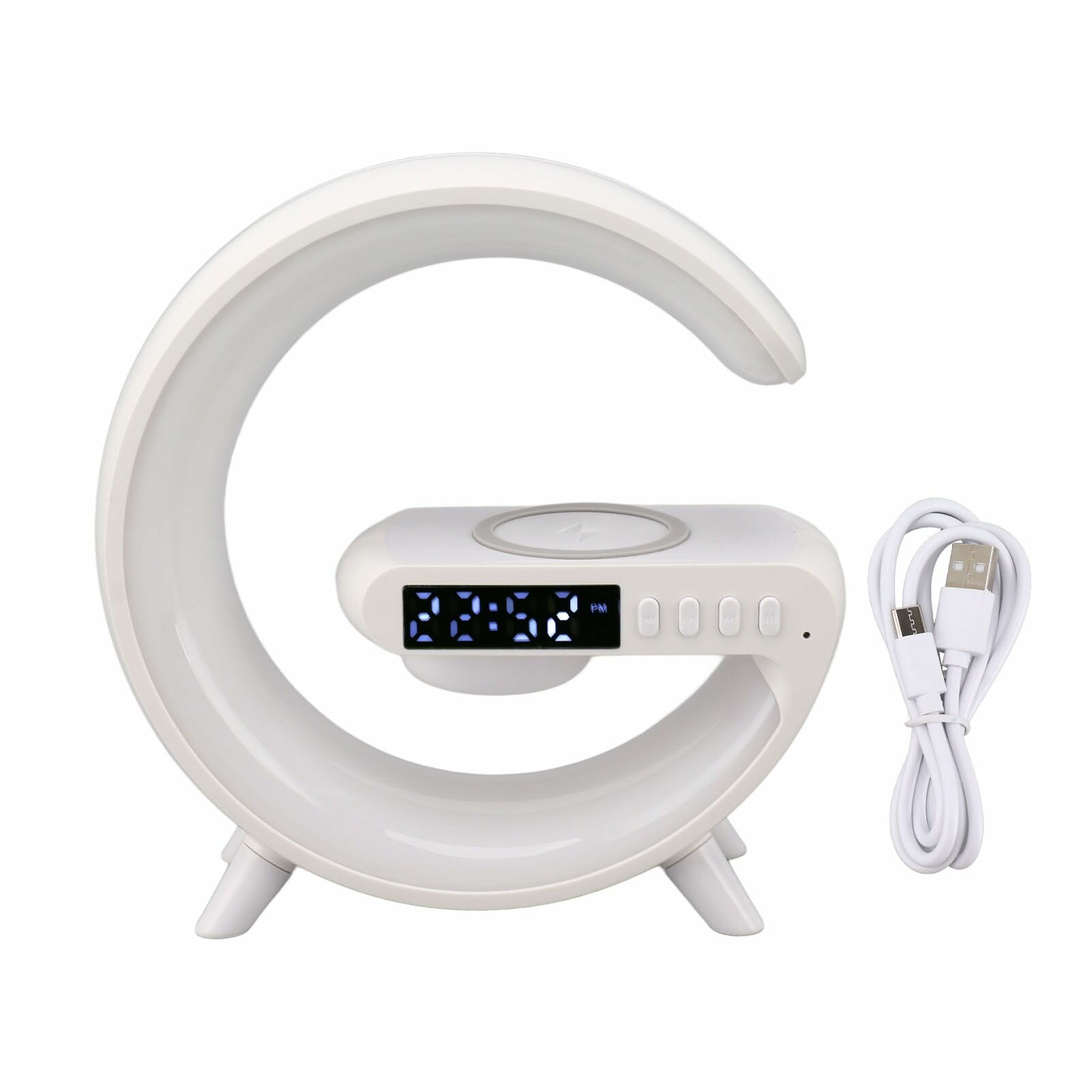 Bluetooth-динамик, ночник, светодиодный светильник с беспроводной зарядкой, умный восход солнца, сигнализация, окружающая лампа для спальни, прикроватная лампа