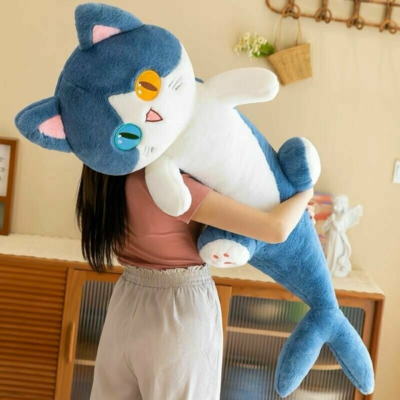 Мягкая игрушка кот акула обнимусь / Кот акула батон обнимашка 130 см