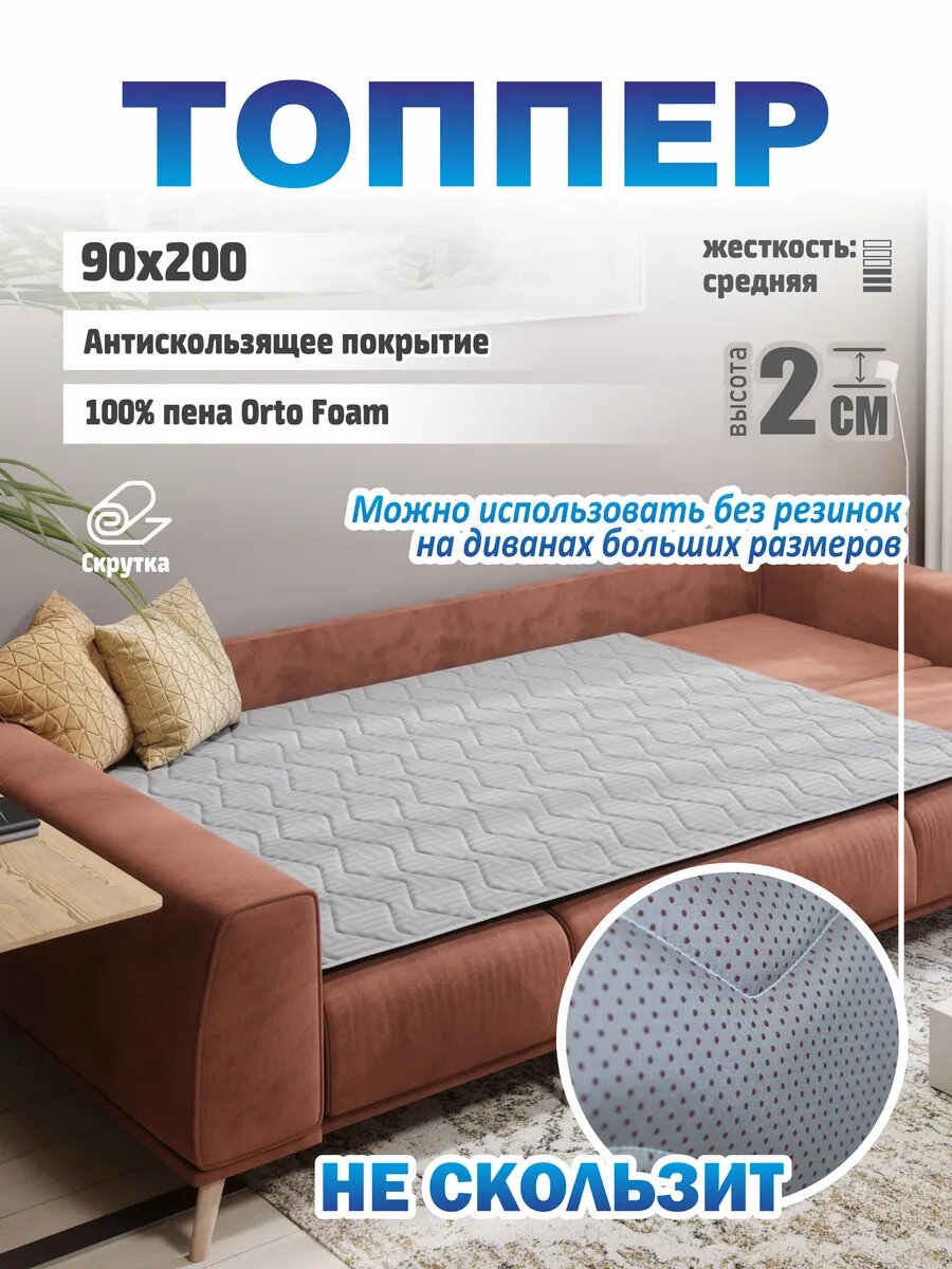 Матрас-топпер Sonito Normax Gray 90х200, для дивана, кровати