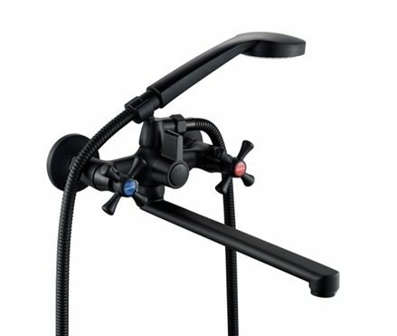 Смеситель для ванны с длинным изливом, двухручковый, чёрный A5883H
