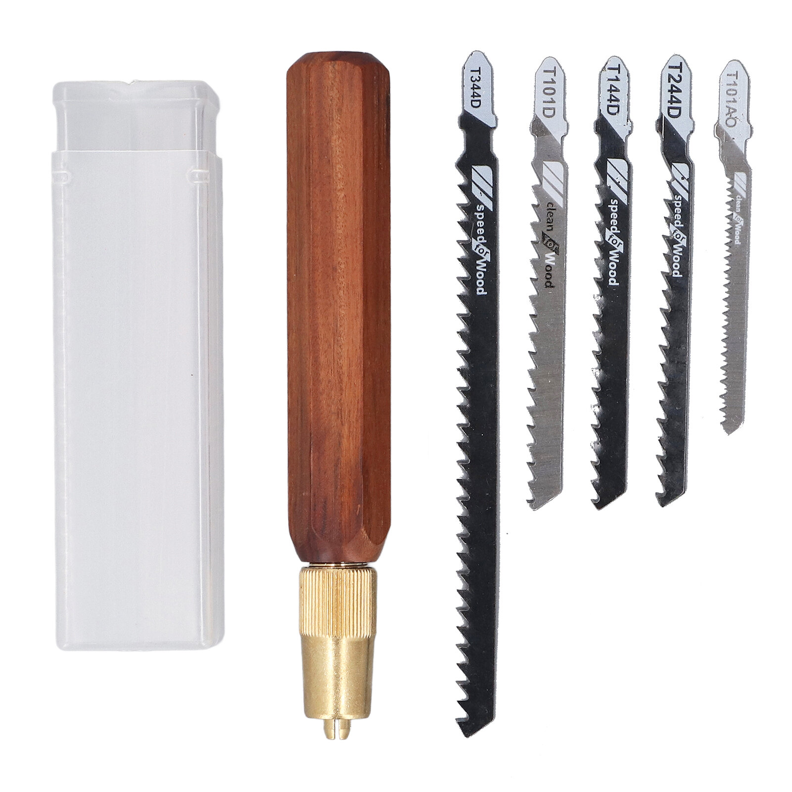 Набор ручной пилы с шестигранной рукояткой из розового дерева и 5 съемными пильными полотнами для лобзика. Ручная пила для деревообработки.