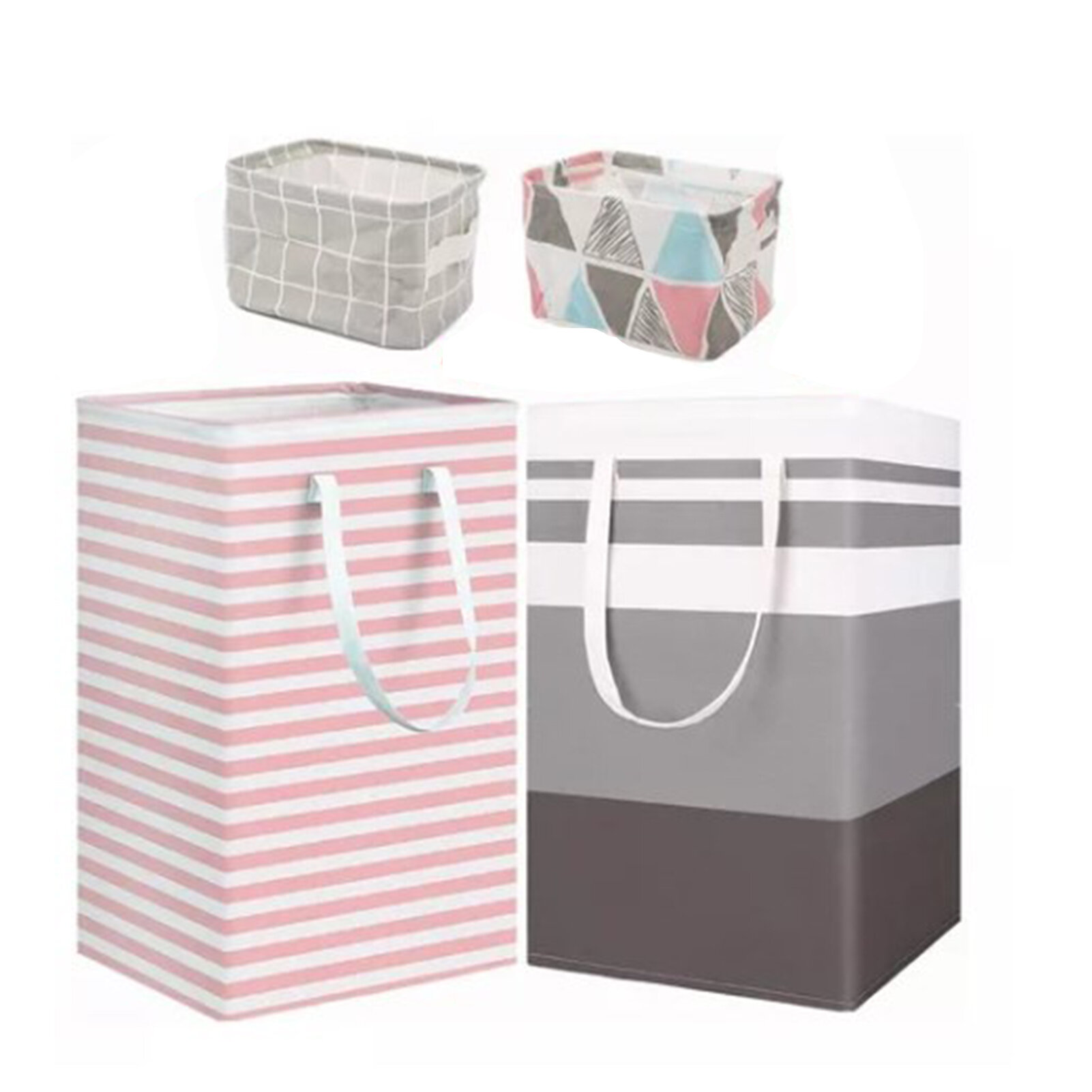Тканевые сумки для хранения с 2 длинными ручками, удобным захватом, водонепроницаемым покрытием, складные корзины для белья для спальни и ванной комнаты.