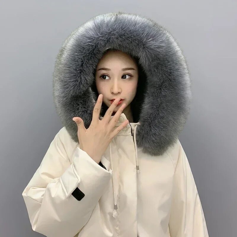 Qearlstar фальшивый мех воротник супер роскошный зимний шарф мальчики девушки женщины мужчины детские куртки капюшон воротник шаль обгортки 60 90 см ZKG39,200,18, искусственный мех, полиэстер,