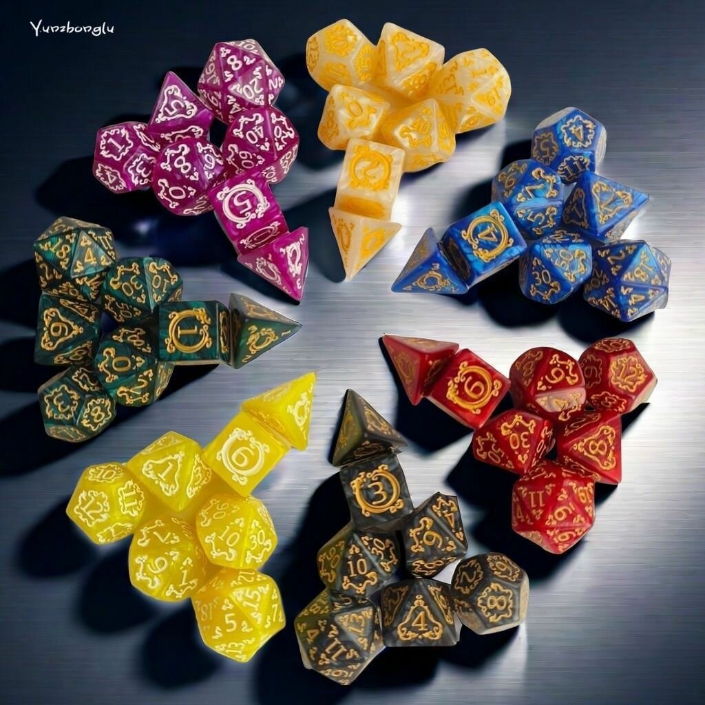 Yunzhonglu Кости игральные, дайсы, кубики для DnD (ДнД) 7 шт