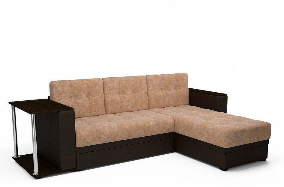 Диван Mebel-ars Атланта угловой Ткань+Экокожа Микровелюр Кордрой Бежевый
