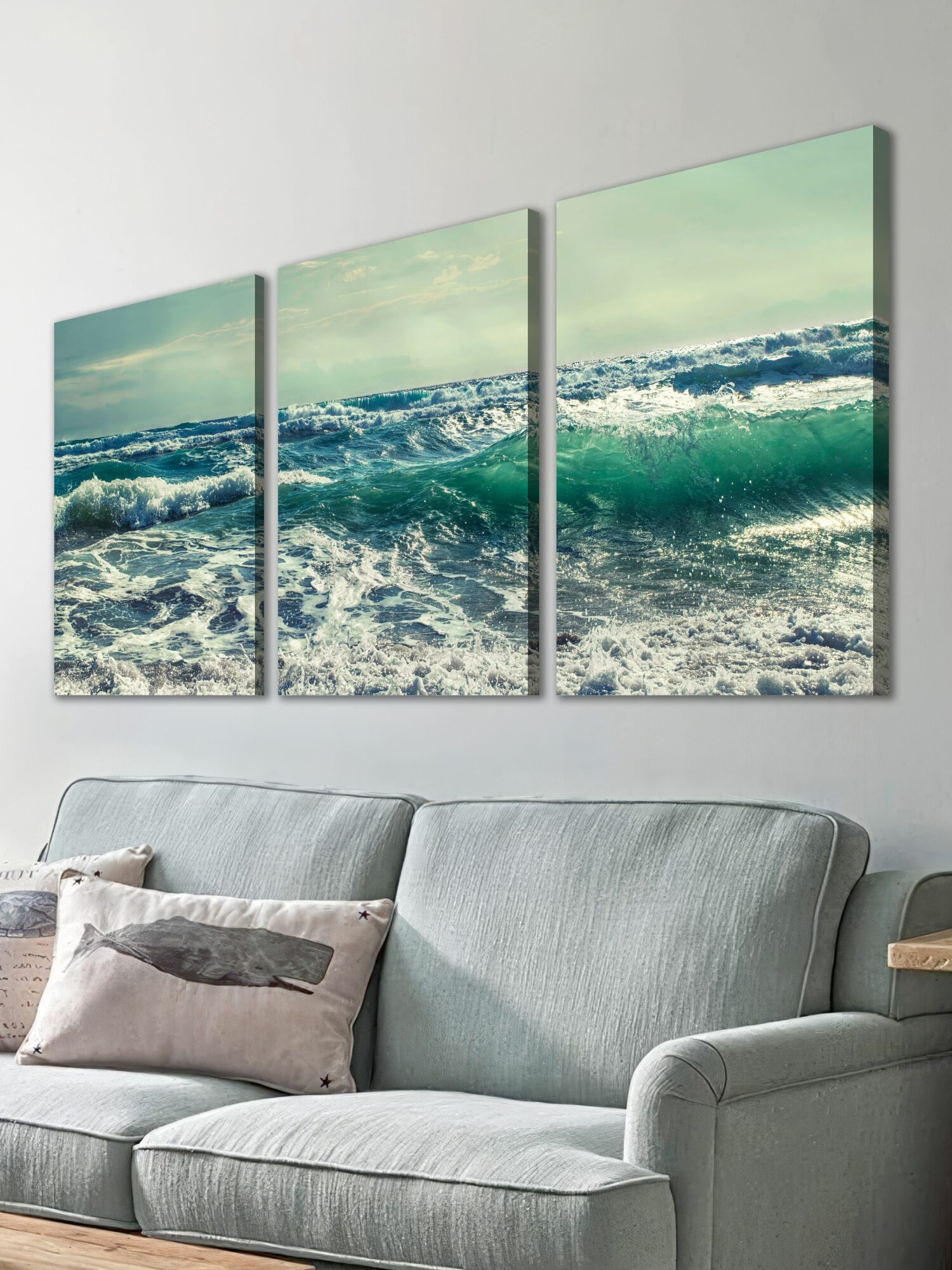 Картина на стену модульная "Волн сияние", 150 см х 70 см