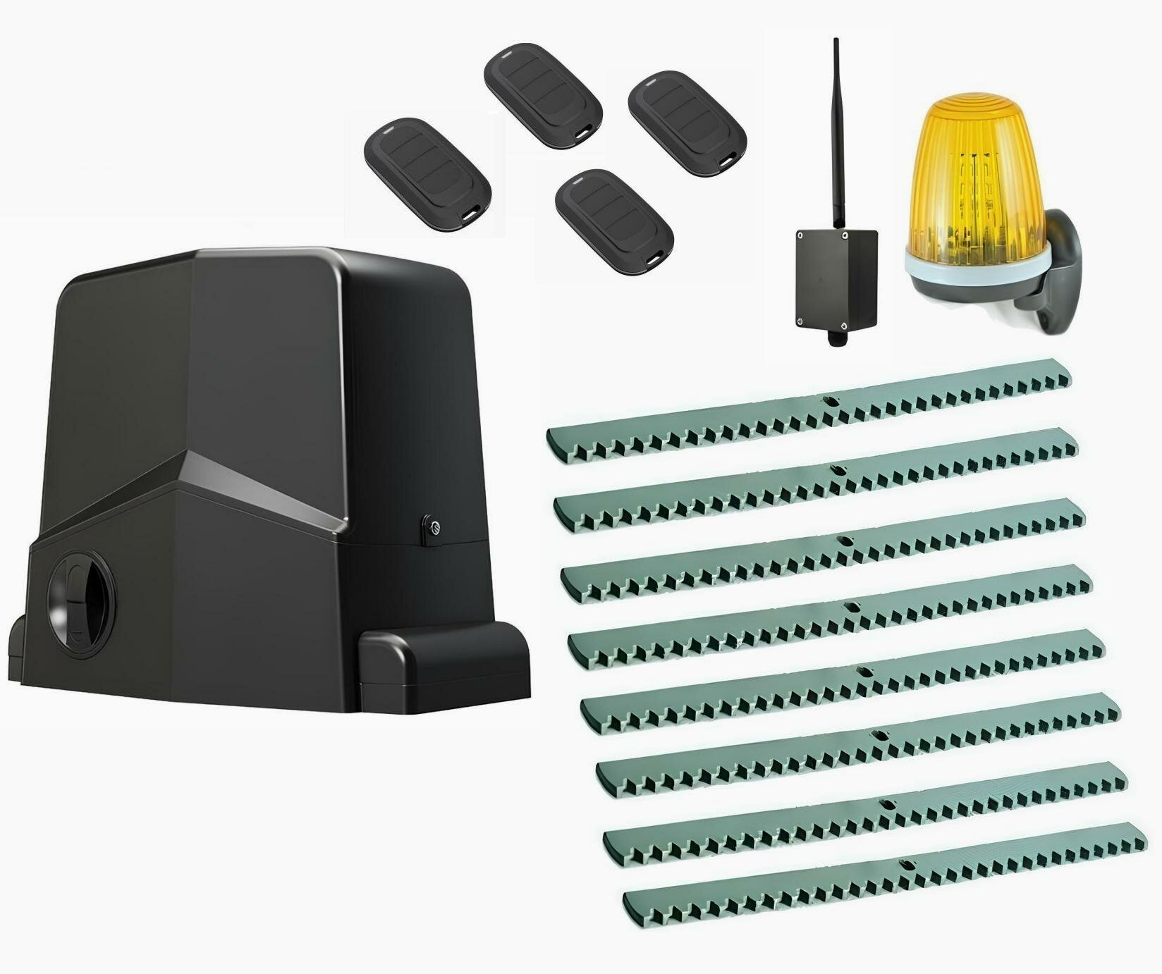 Автоматика для откатных ворот ARW-1000MKIT L8-BT-T4, комплект: привод, сигнальная лампа, 4 пульта, 8 реек, Bluetooth-модуль