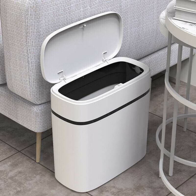 Yagao Trash Can 14L with Lid, Push-Button, Waterproof, Odor-Proof, Slim-Fit for Kitchen, Living Room, And Bathroom