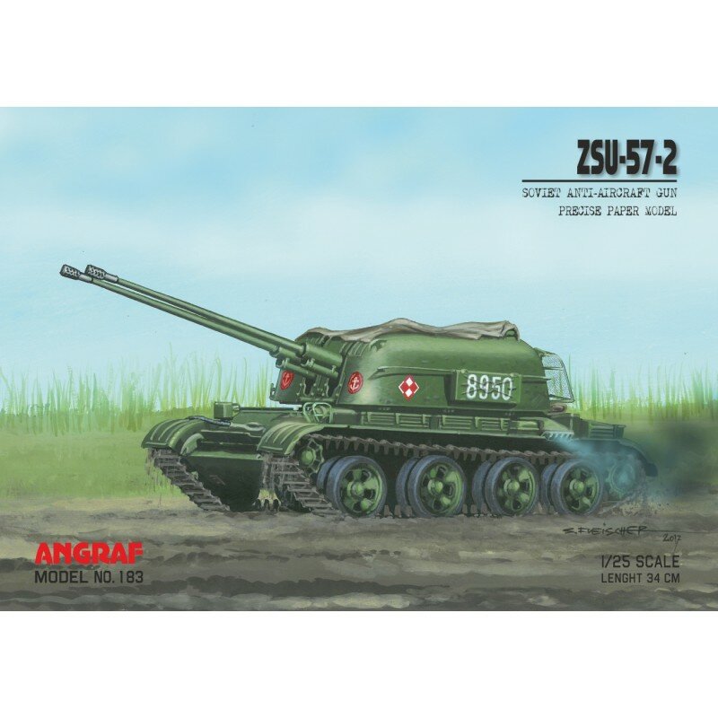 Сборная бумажная модель Артиллерийская установка ЗСУ-57-2 - angraf №183 (Журнал)
