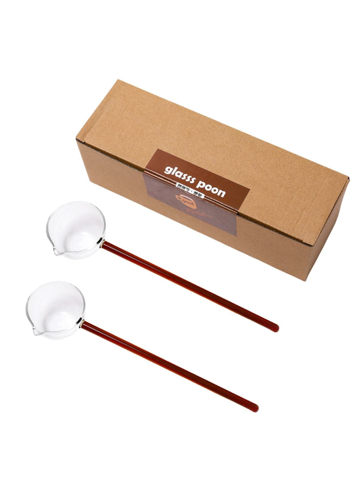 Набор из 2 термостойких стеклянных половников, прозрачная суповая ложка с длинной ручкой для подачи и размешивания кофе