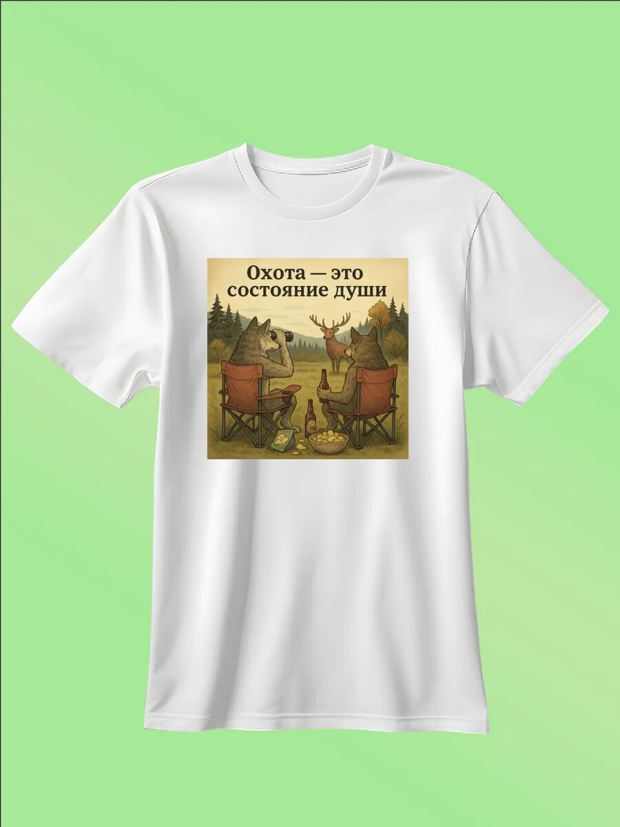 Футболка с приколом про охоту с волками