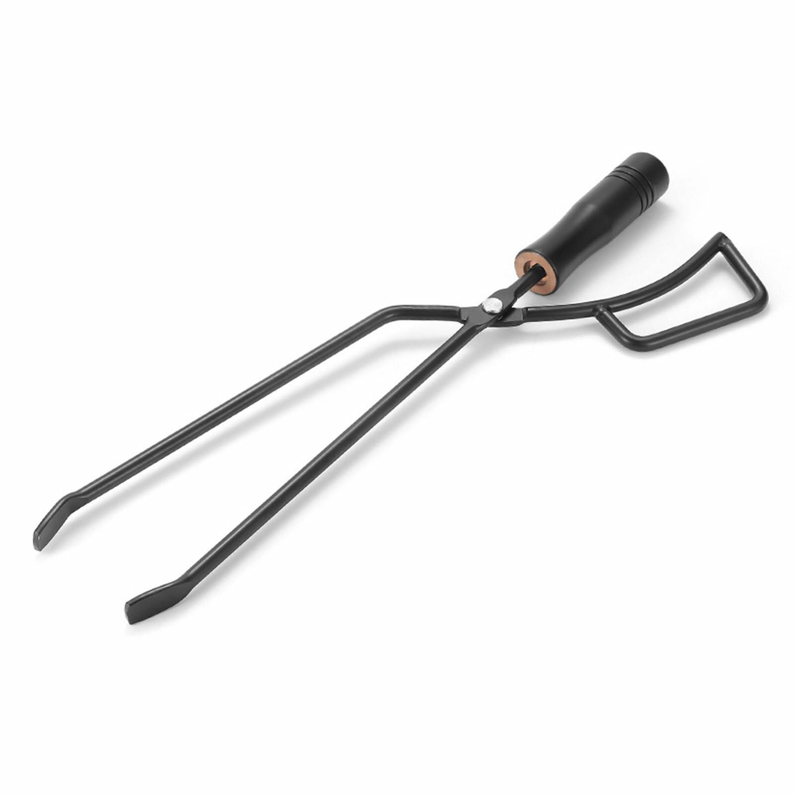 Огненные щипцы с изолированной деревянной ручкой, захват для бревен, ножницы для дров, принадлежности для кемпинга, черный цвет