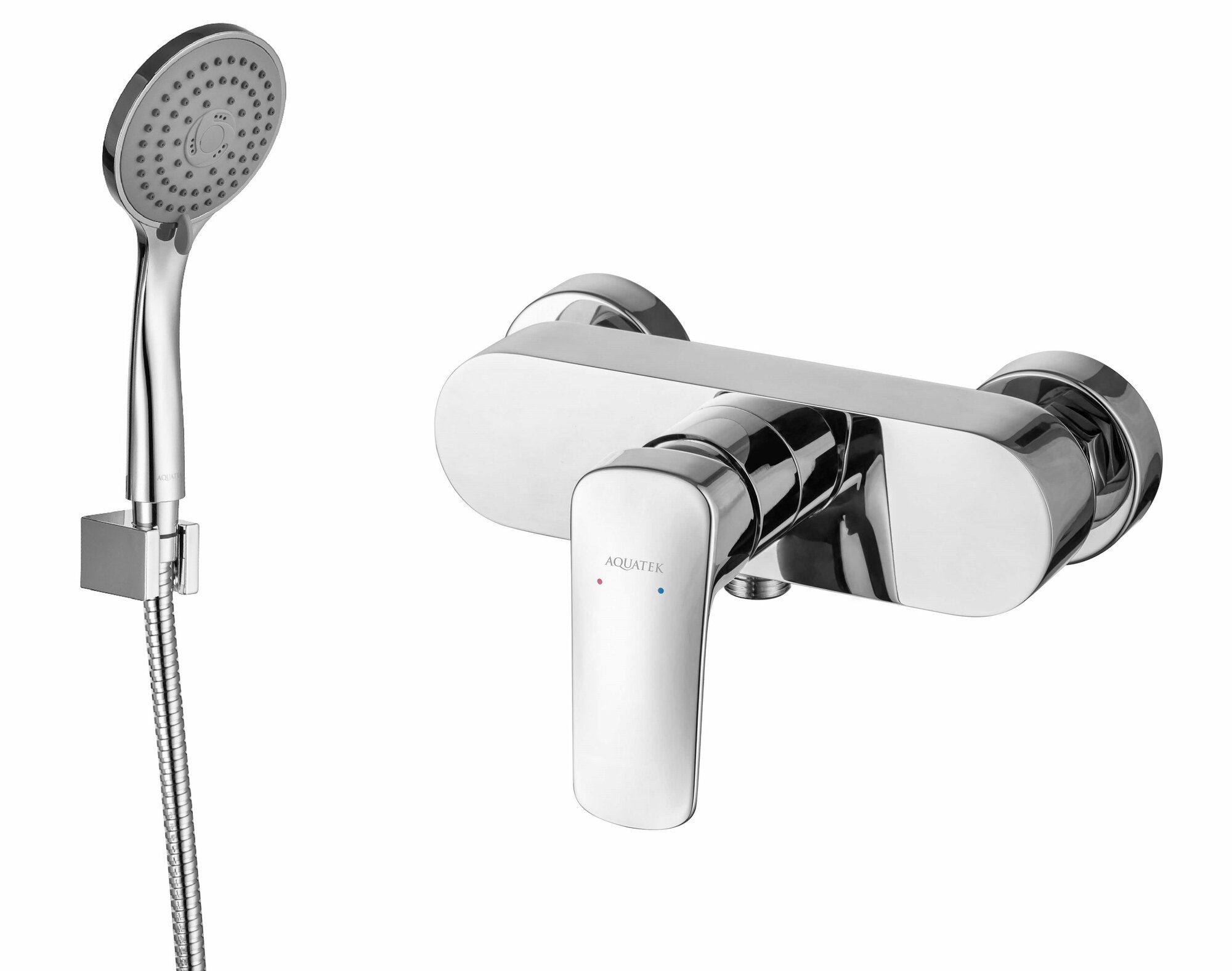 Смеситель для душа Aquatek Вега, с душевым набором, хром AQ1034CR