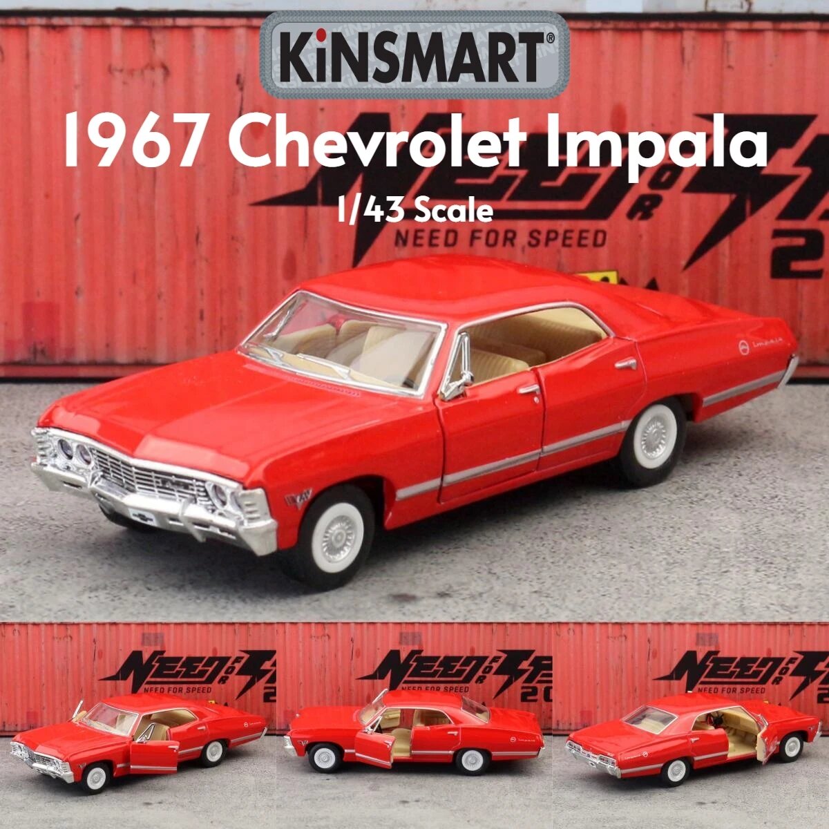 KiNSMART Chevrolet Impala 1967, красный, 1/43