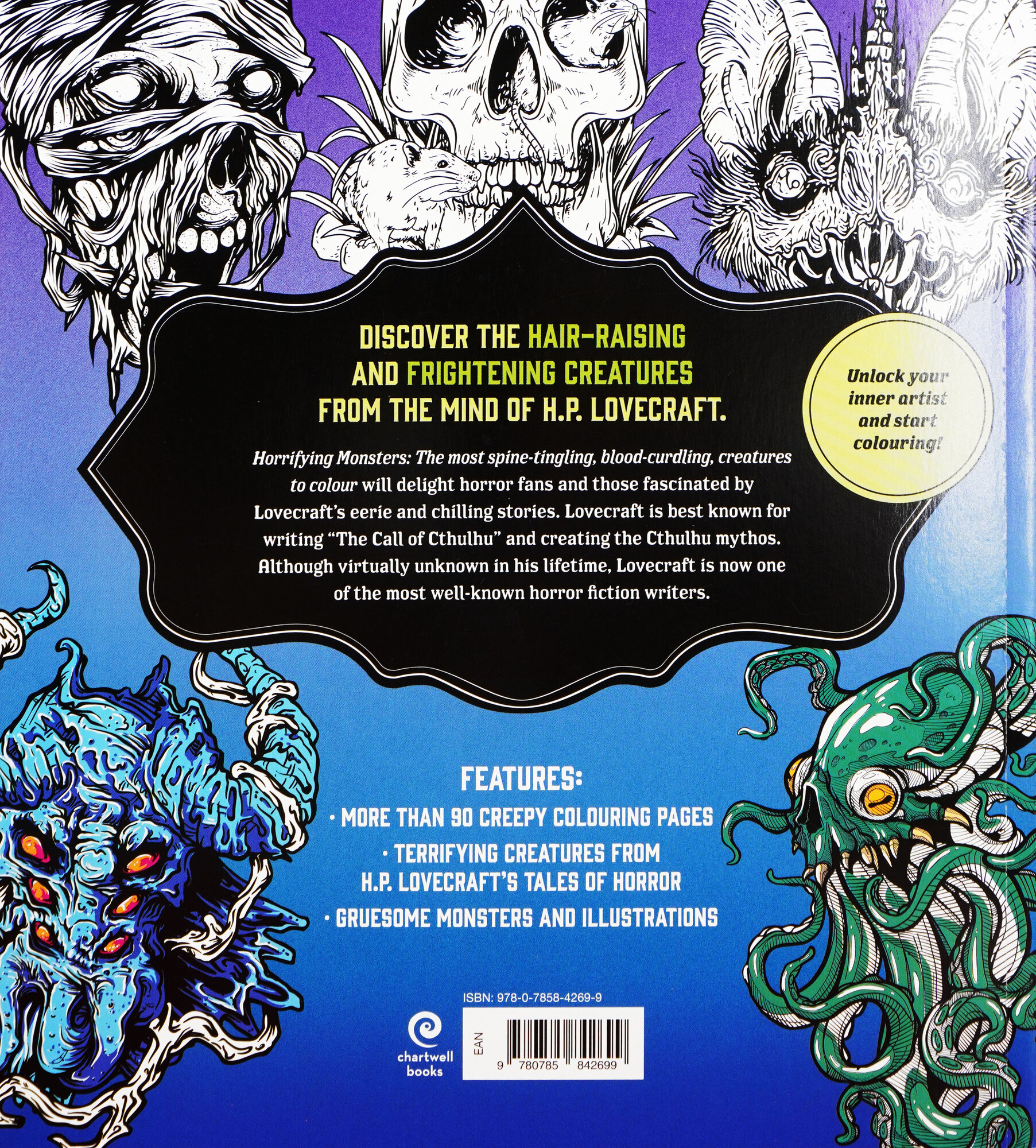 Книжка-раскраска "Ужасающие монстры" (Horrifying Monsters Colouring Book). — фото 1
