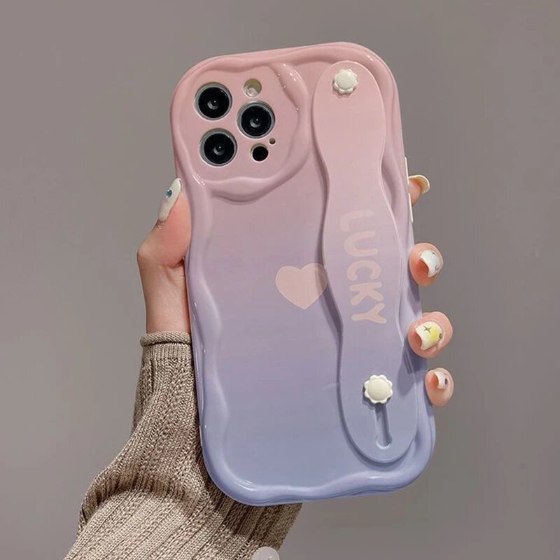 Кремовый чехол с ремешком на запястье для iPhone 15, 16, 14, 13, 12, 11 Pro Max HNY05, For iPhone 14