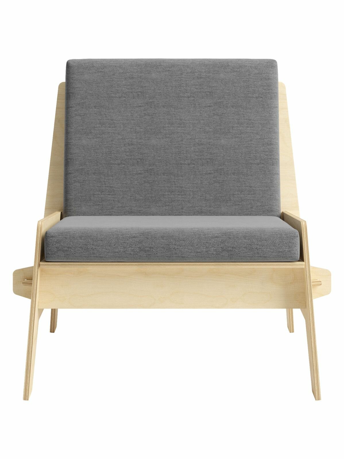 Кресло мягкое Крон для отдыха дома, съемный чехол, высокие ножки, 69х70х72 см, Графит, рогожка