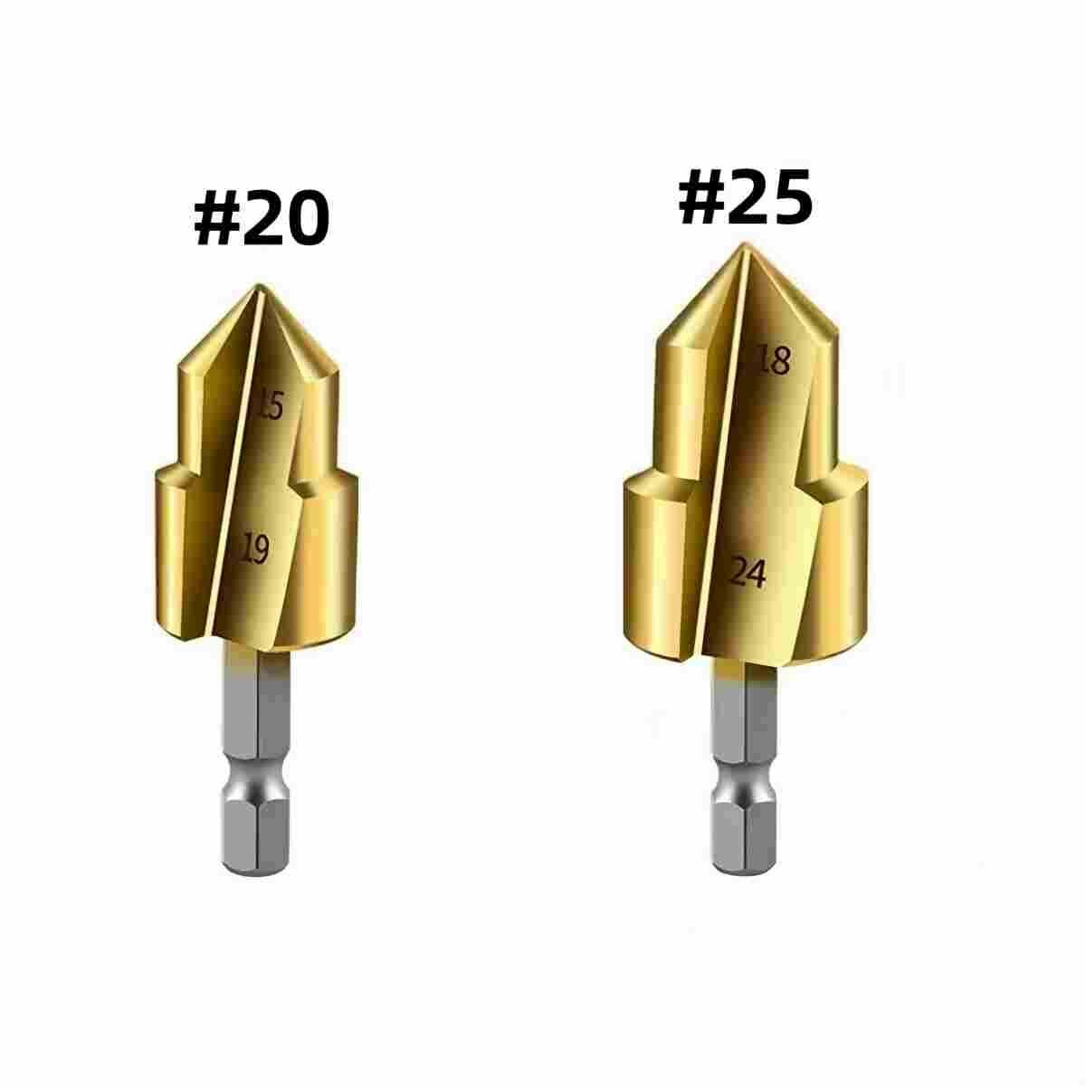Апгрейд 2шт. 20/25 ммПодъемные сверла из полипропилена с 3 лезвиями, ступенчатое сверло, шестигранная развертка для водопроводных труб