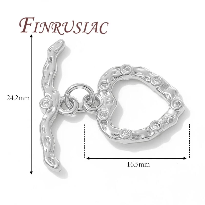 Застежка-тогл FINRUSIAC, Родий, 4 шт, 24.2x16.5 мм