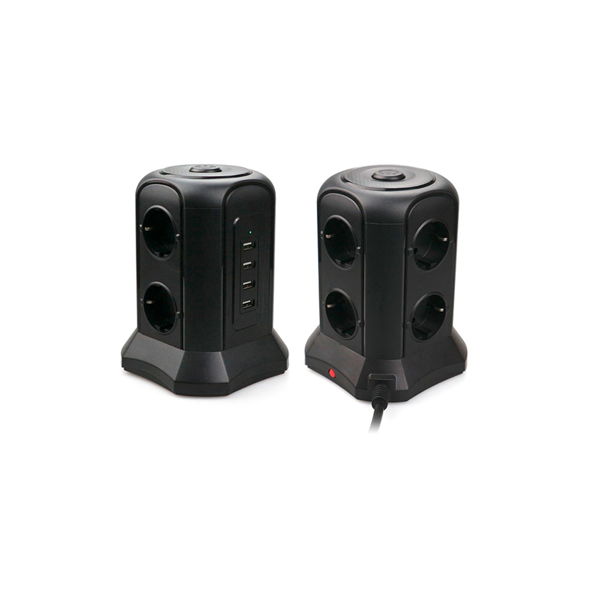 Tessan TP-VB4U6E black сетевой фильтр, 6 розеток, 2м, USB порт, черный