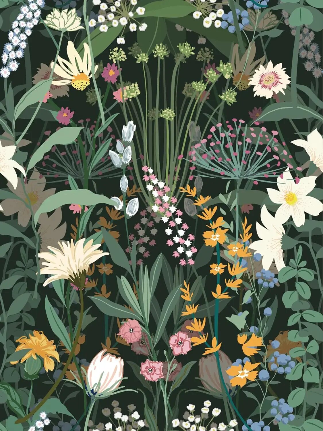 Виниловые обои Brangdy, ботанические зеленые, цветочный рисунок Green, 1mx44cm