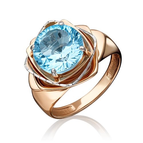 Кольцо, красное золото, 585 проба, топаз