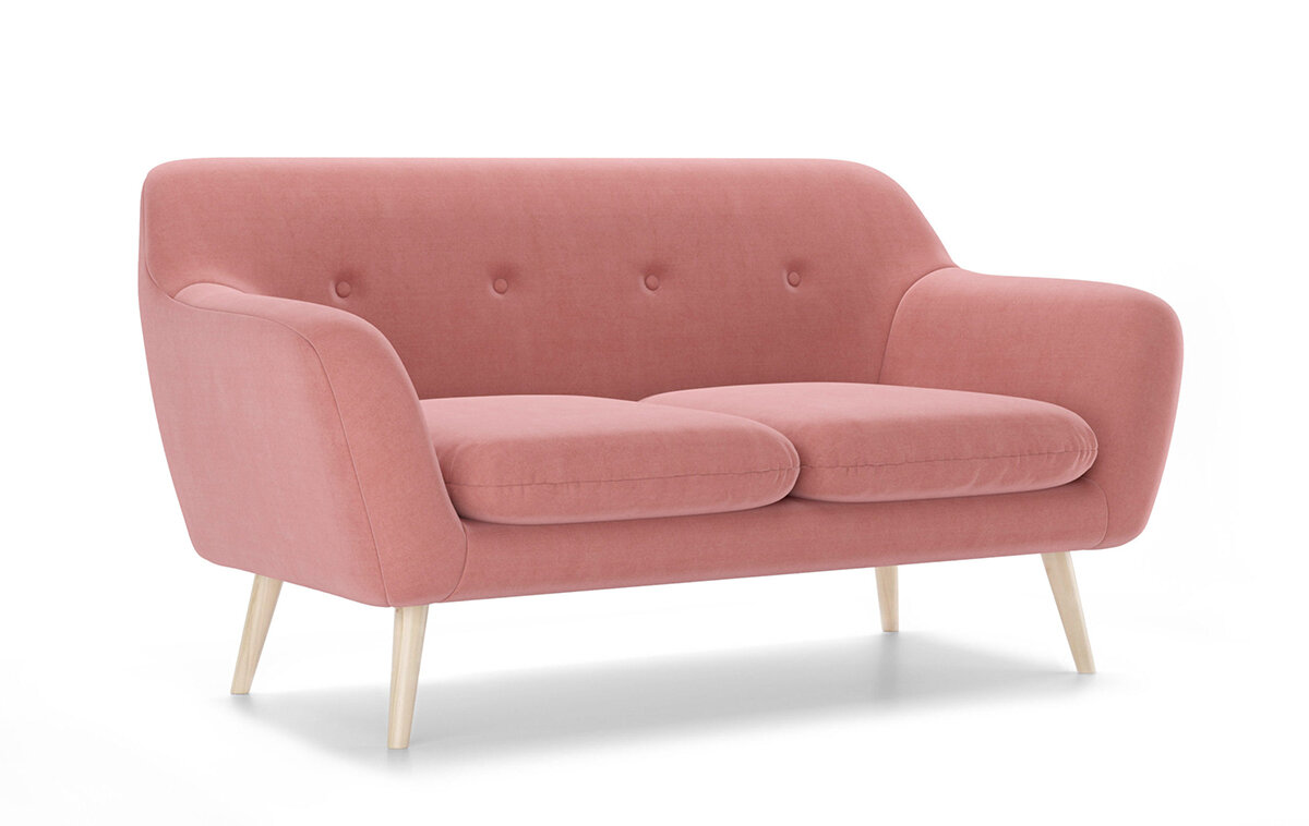 Диван Дайсон двухместный, прямой, велюр Vivaldi 27, цвет розовый