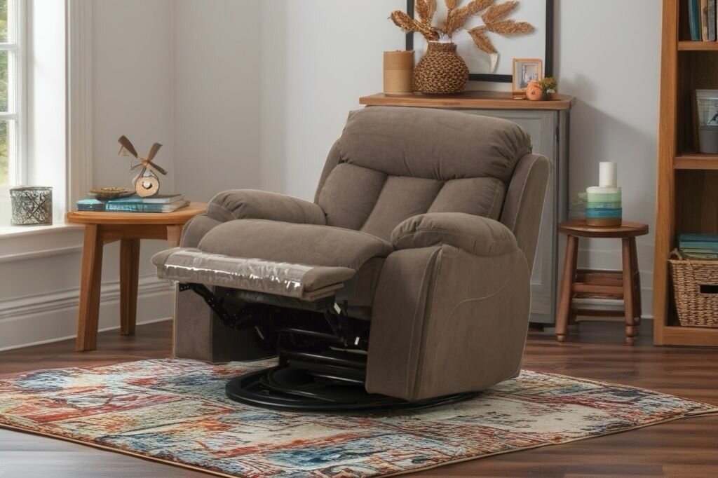 Кресло-реклайнер "Амелия", с подлокотниками, велюр, коричневый, механическое