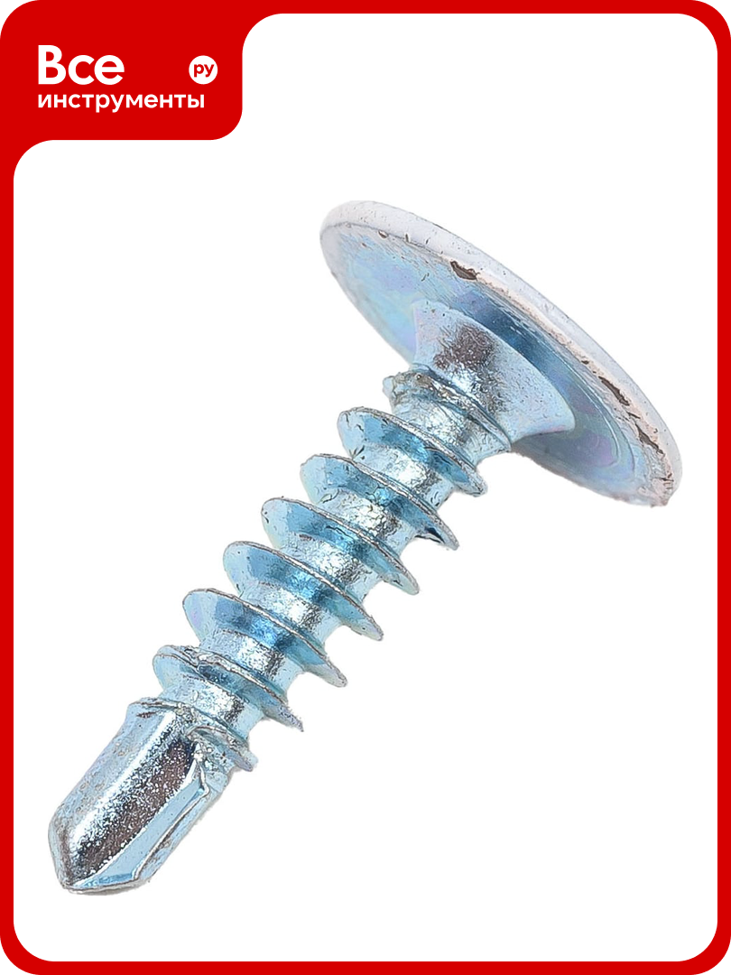 Саморез с прессшайбой крепежная техника белый, 4,2x16, ral 9003, сверло, 50 шт. 10602, Окрашен в цвет ral, оцинкован