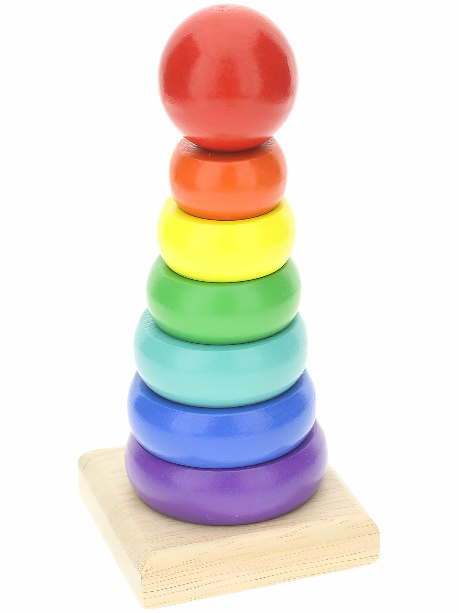Пирамидка для малышей "Радуга" 8 деталей, Деревянная, 7 цветов, Развивающие игрушки для девочек и мальчиков