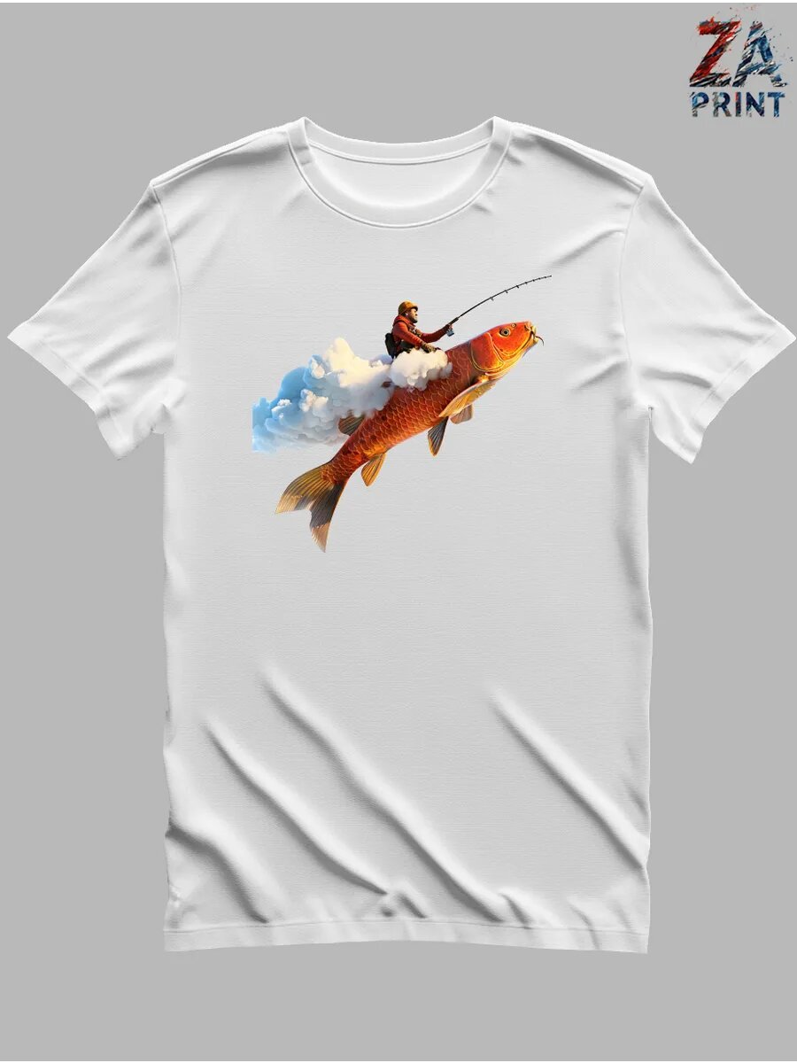 Футболка рыба и рыбак